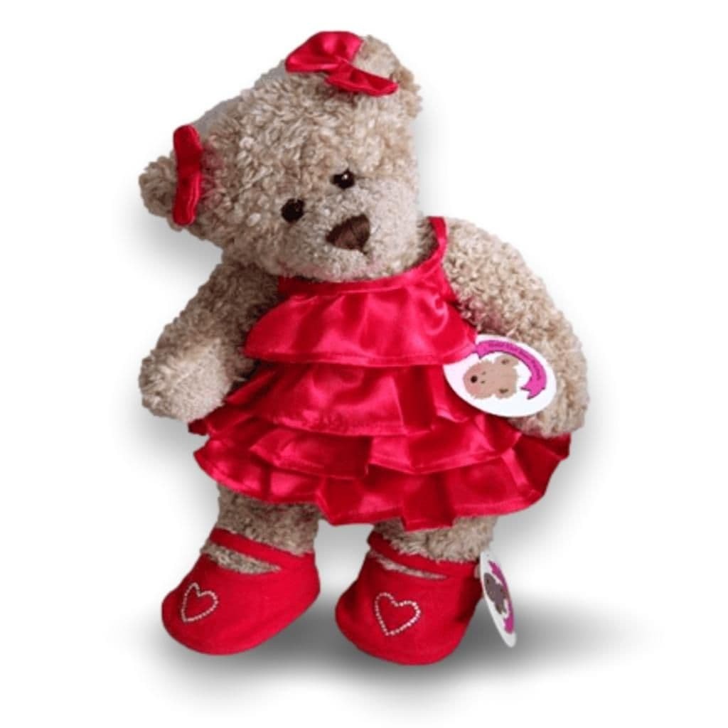Teddy Bear Clothes - Red Frilly Satin Dress | Bows | Shoes | Build Your ...