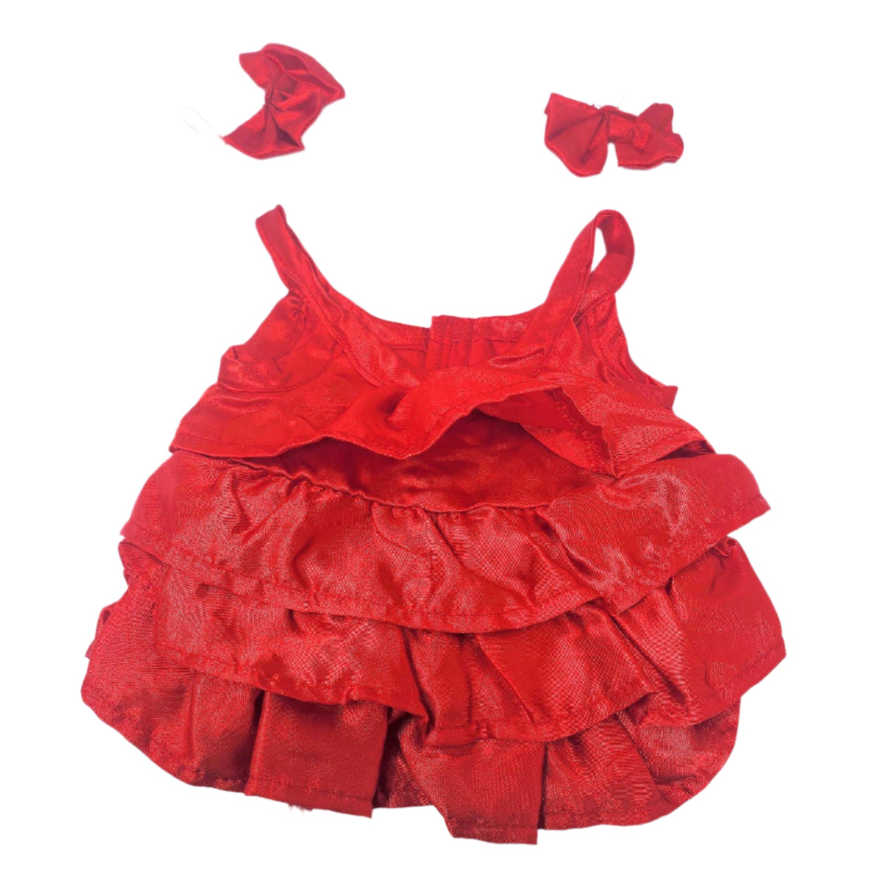 Teddy Bear Clothes - Red Frilly Satin Dress & Bows – Build Your Bears ...