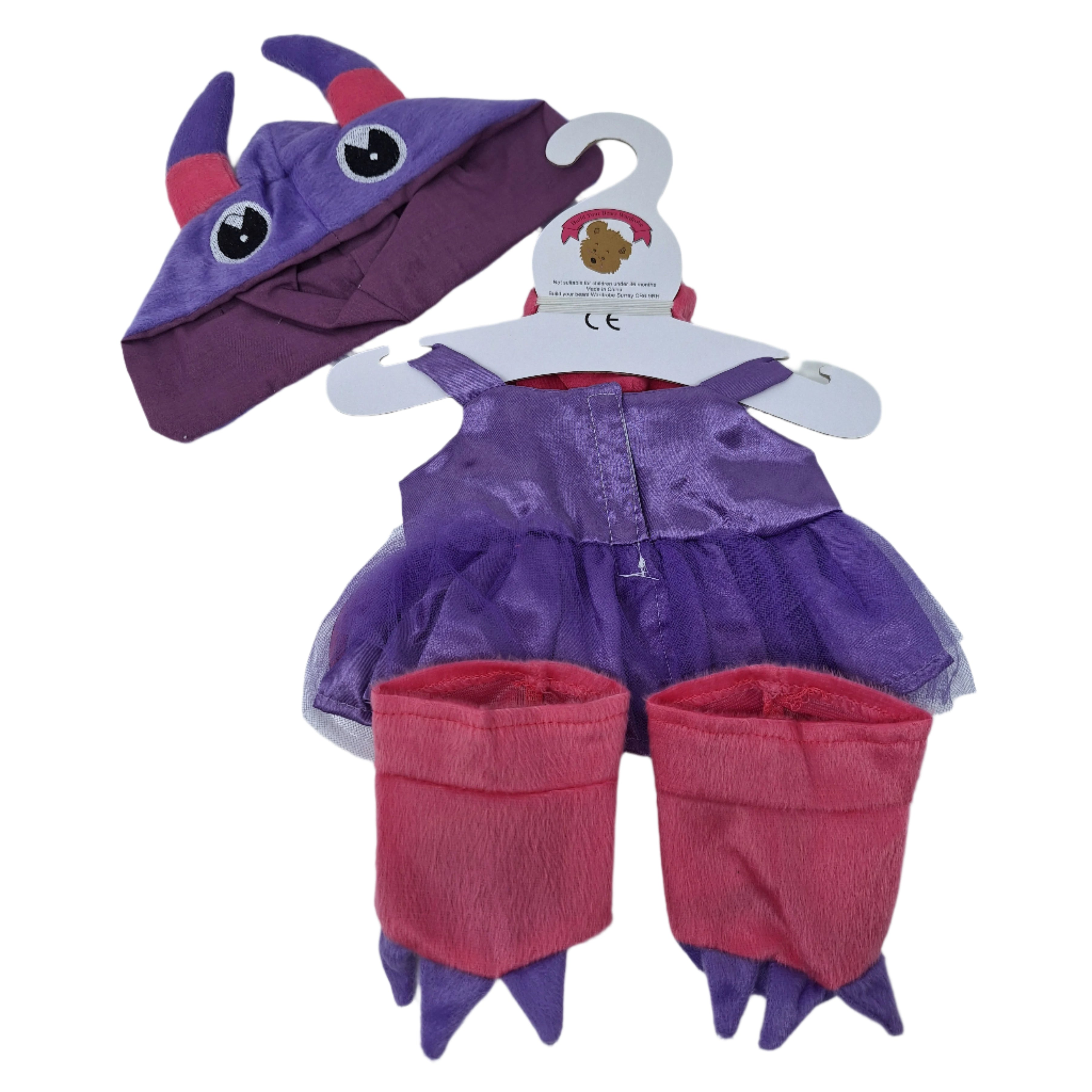 8" Purple Monster Outfit - Dress, Hat with Eyes and Horns, and Matchin ...