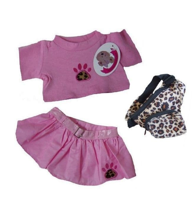 Teddy Bear Clothes - Pink Leopard Paw Outfit + Bag | Build Your Bears ...